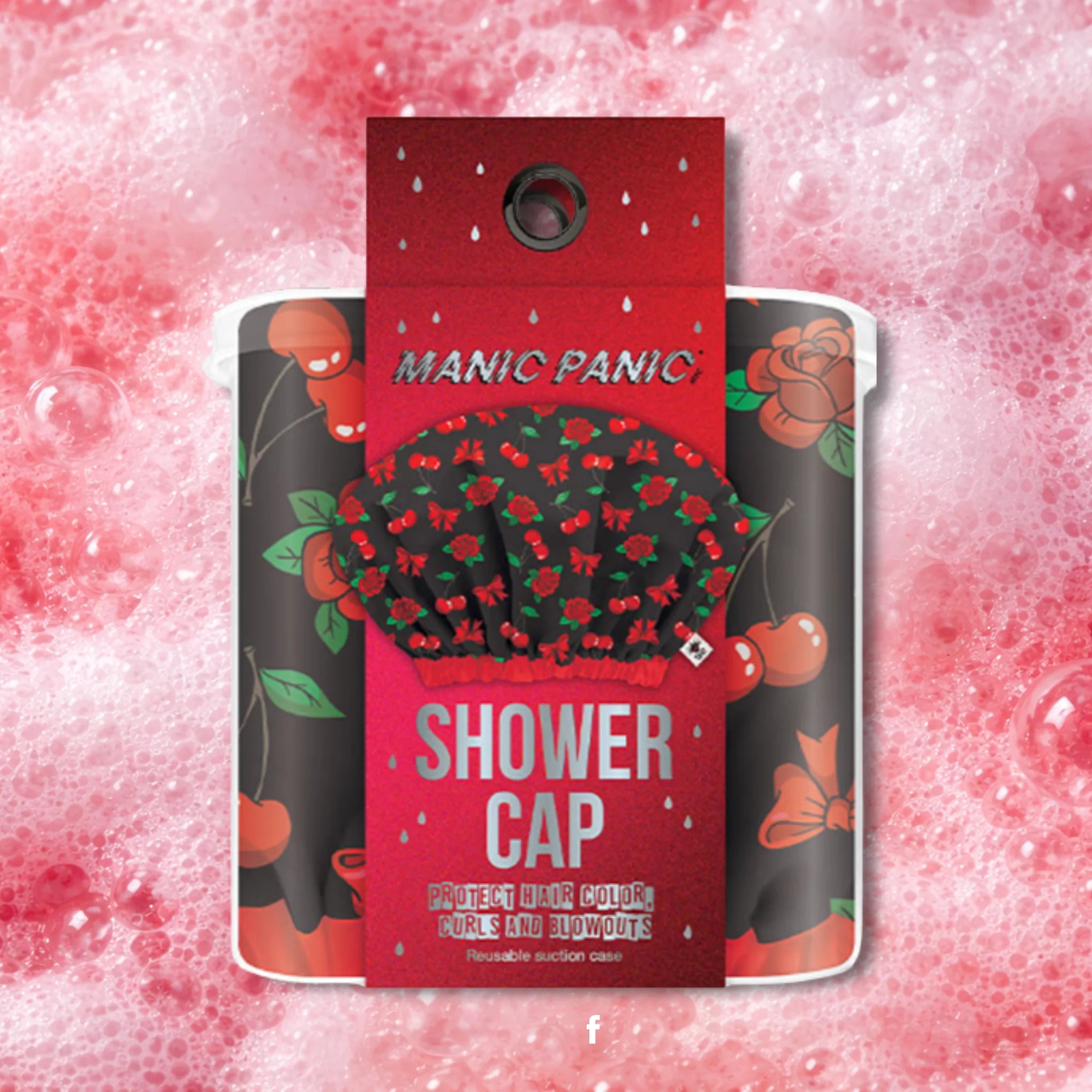 Cherries & Bows Satin-Lined Waterproof Shower Cap | Color Care - Manic ...
